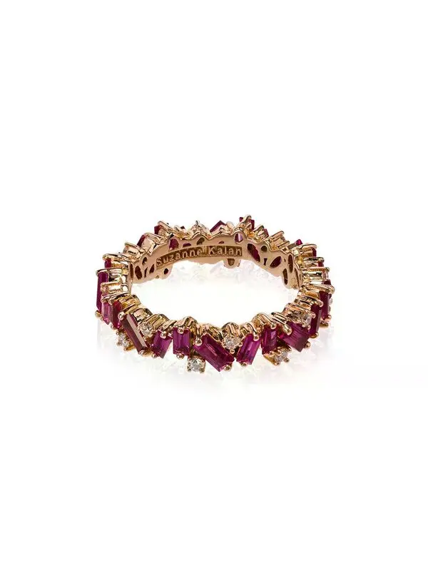SUZANNE KALAN 18kt Rose Gold Fireworks Ruby Ring - Pink