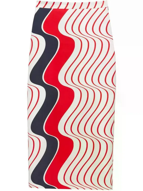MSGM Printed Calf-length Pencil Skirt - White