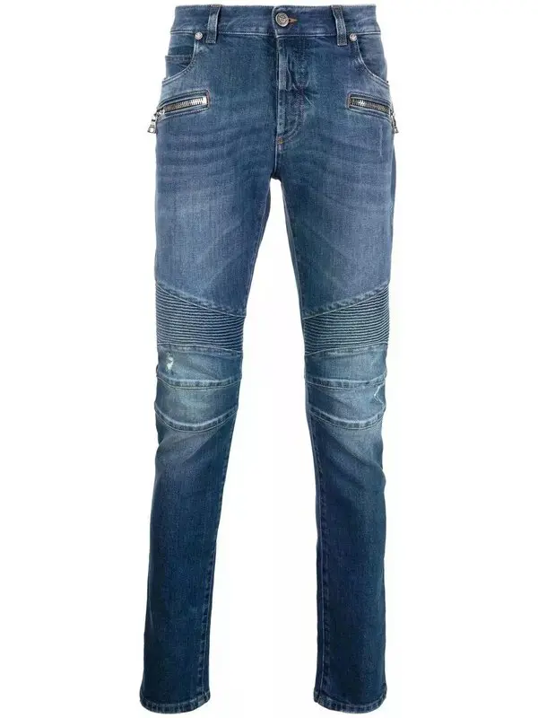 Balmain Ribbed-detail Skinny Jeans