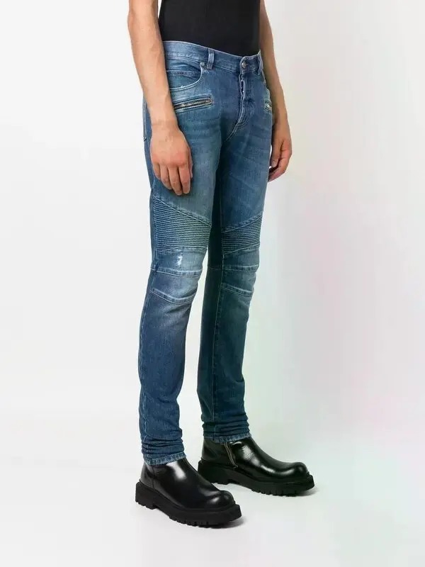 Balmain Ribbed-detail Skinny Jeans