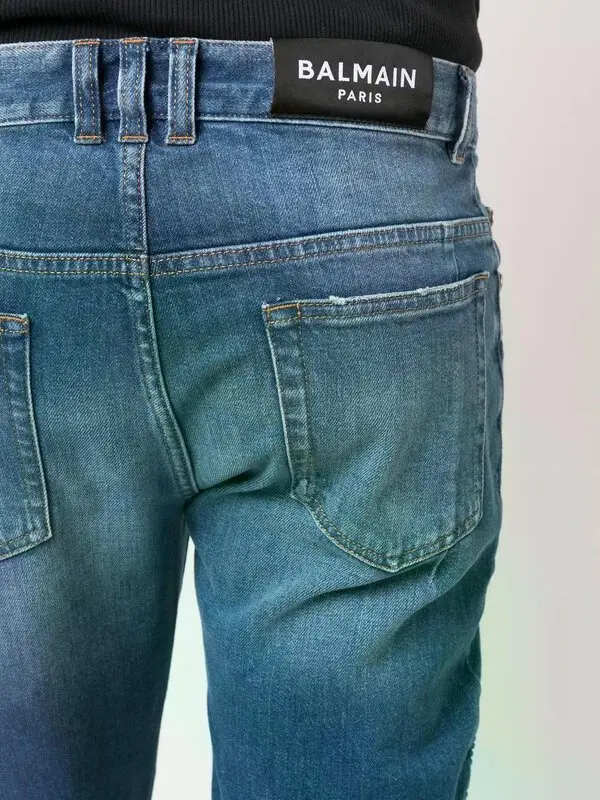 Balmain Ribbed-detail Skinny Jeans