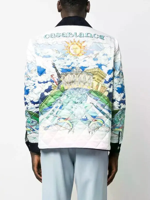 Casablanca Quilted Graphic Print Jacket