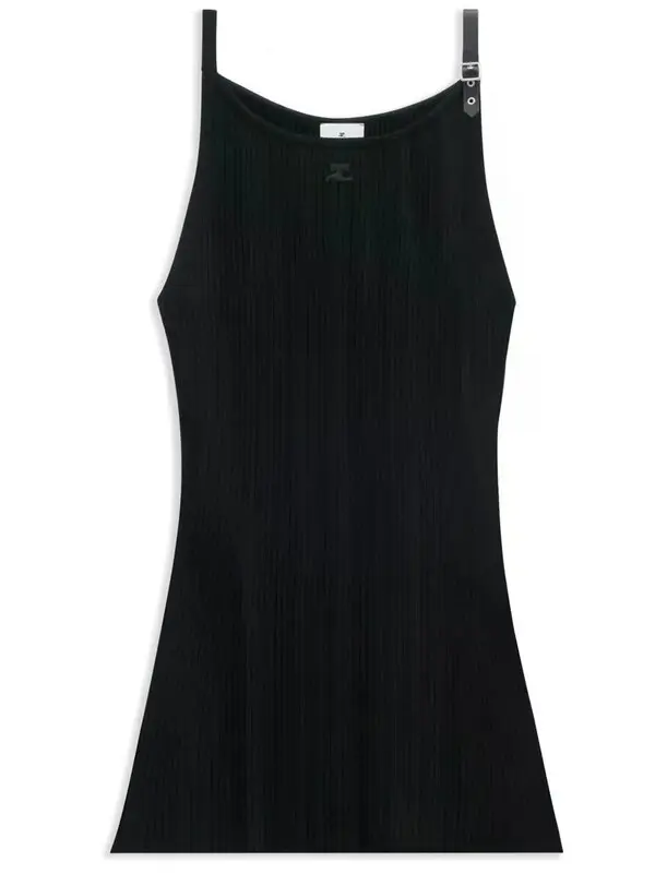 COURREGES Logo-appliqué Ribbed-knit Minidress