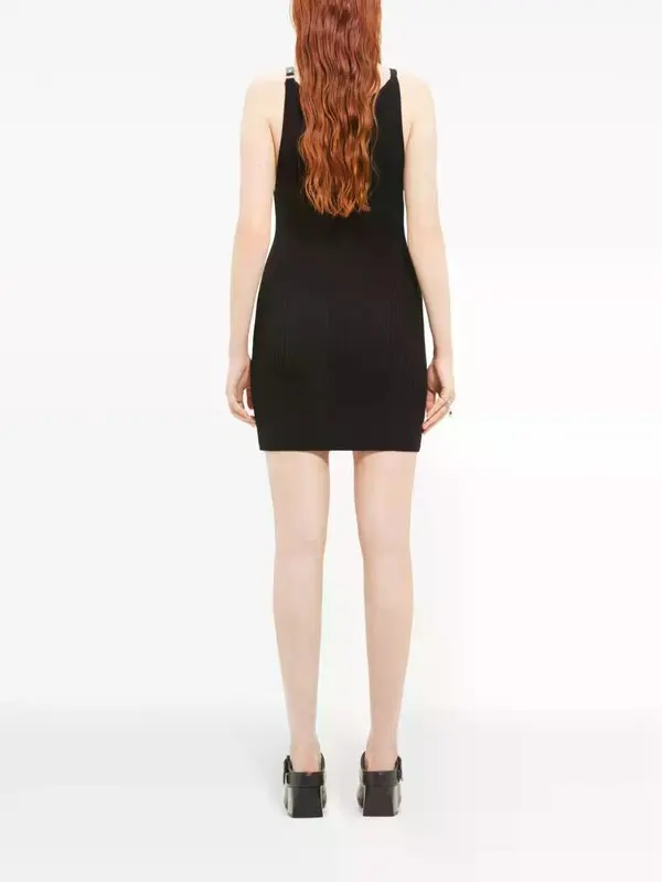 COURREGES Logo-appliqué Ribbed-knit Minidress