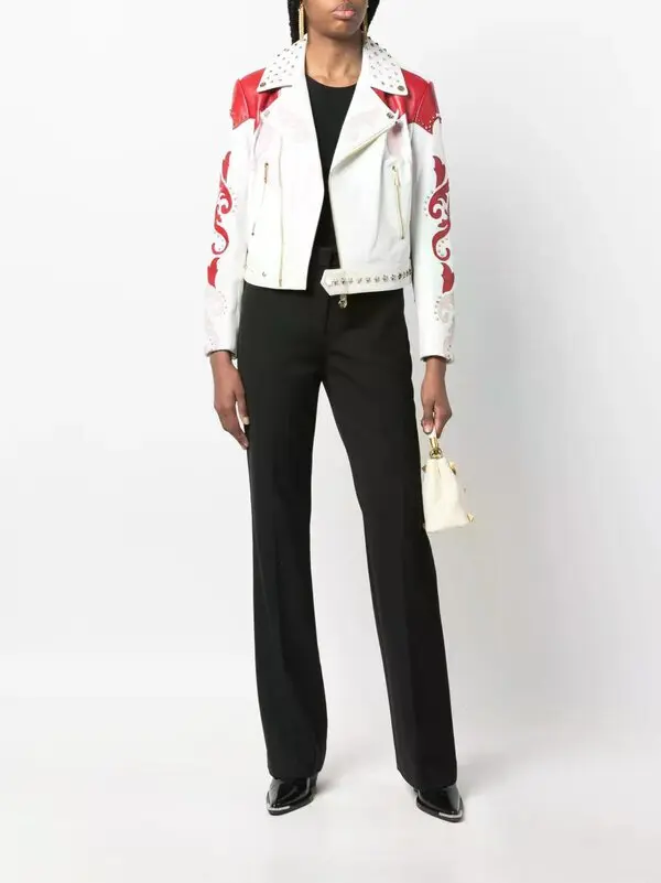 Philipp Plein Cowboy Intarsia Leather Jacket