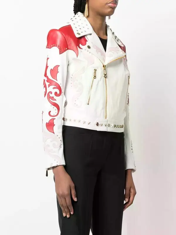 Philipp Plein Cowboy Intarsia Leather Jacket