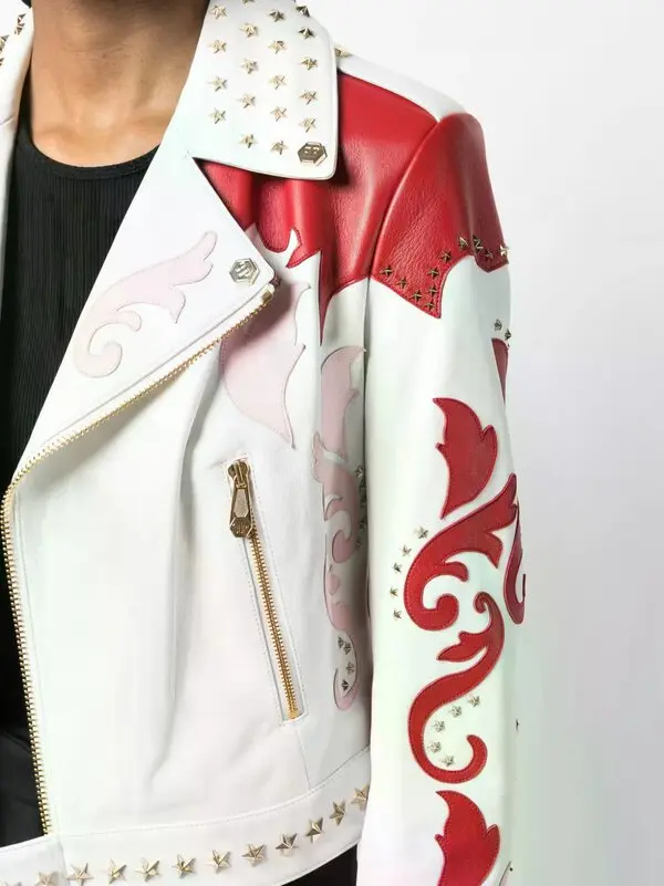 Philipp Plein Cowboy Intarsia Leather Jacket