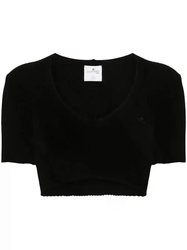 COURREGES Ribbed-knit Cropped T-shirt