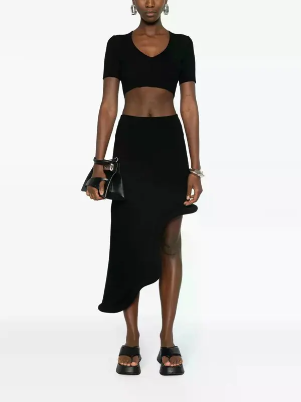 COURREGES Ribbed-knit Cropped T-shirt