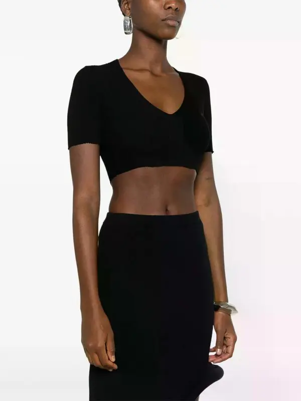 COURREGES Ribbed-knit Cropped T-shirt