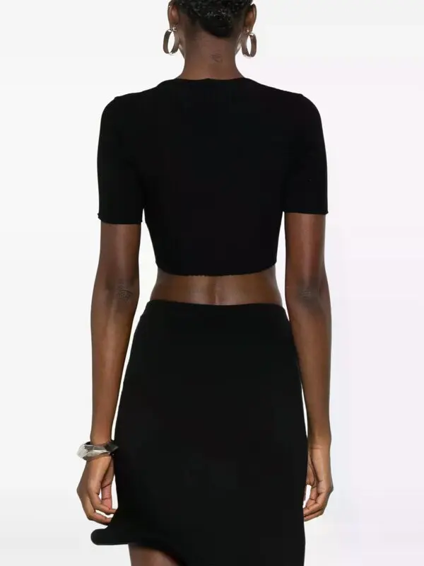 COURREGES Ribbed-knit Cropped T-shirt