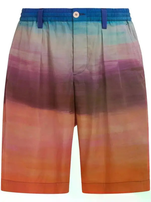 Marni Printed Pleated Cotton Shorts