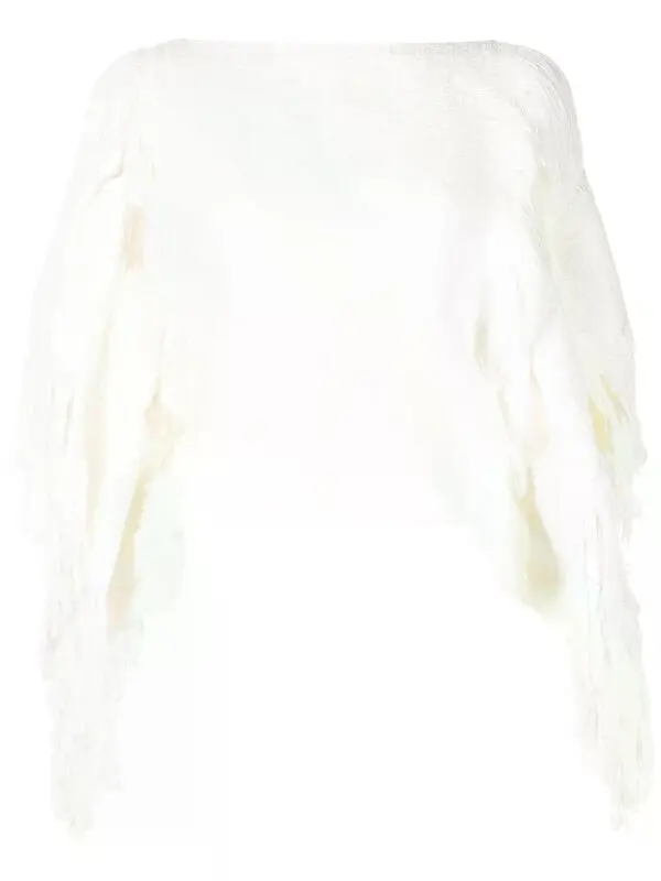 Voz Fringed-detail Knitted Top - White