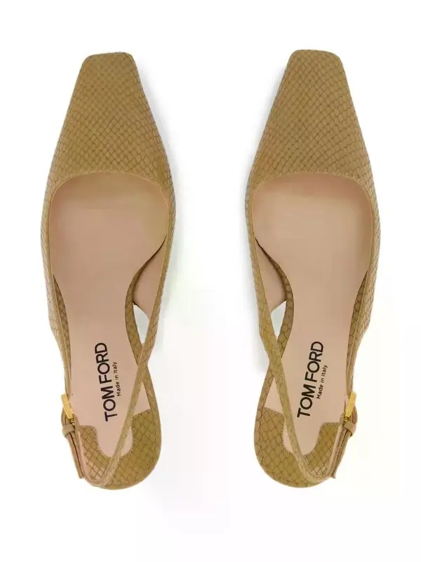 TOM FORD Snake-embossed Slingback Pumps - Neutrals