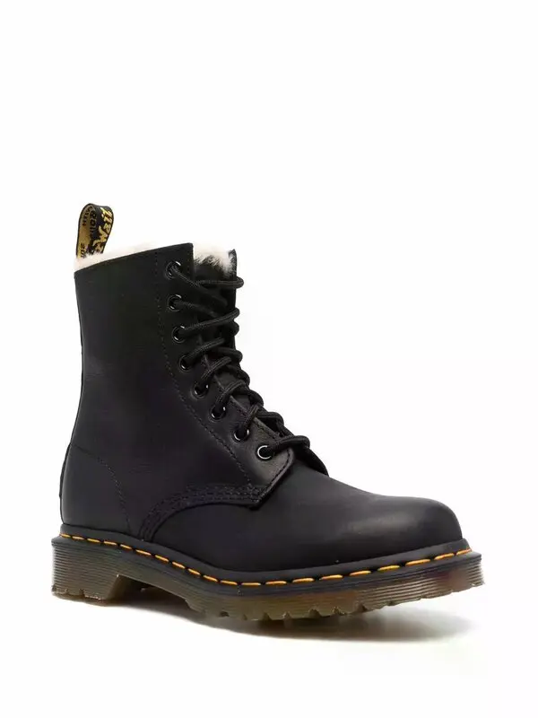 Dr. Martens 1460 Serena Faux Shearling-lined Combat Boots - Black