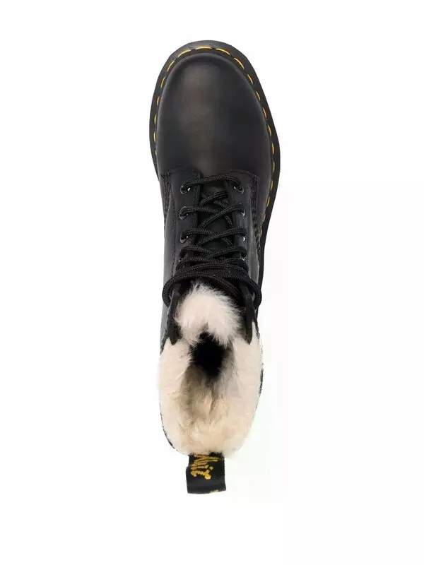 Dr. Martens 1460 Serena Faux Shearling-lined Combat Boots - Black