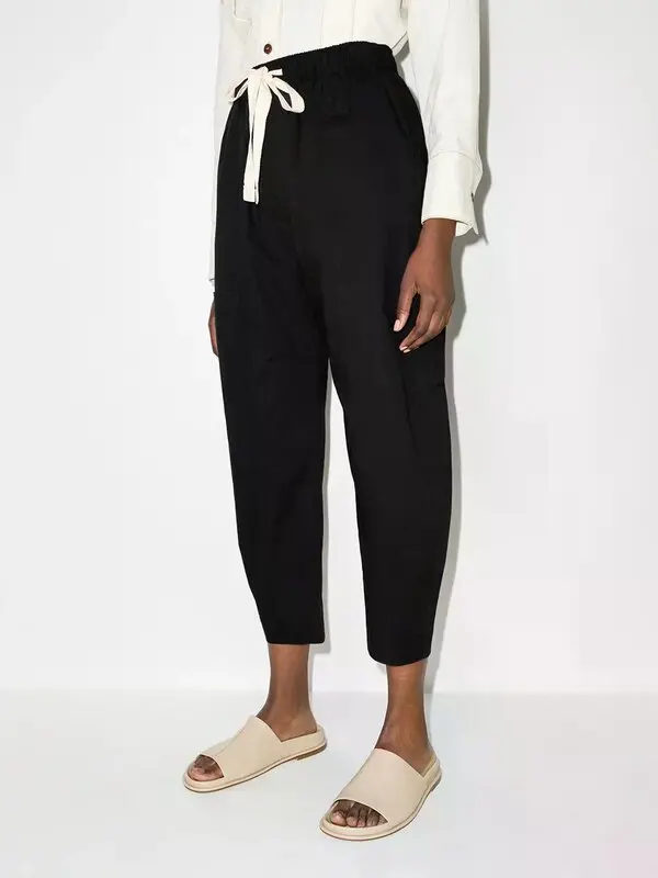 LEE MATHEWS Cropped Drawstring Cotton Trousers