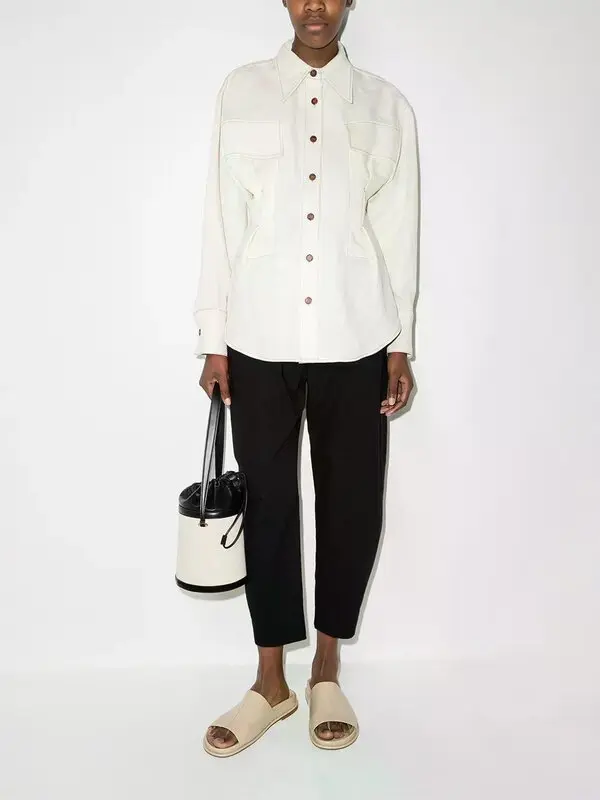 LEE MATHEWS Cropped Drawstring Cotton Trousers