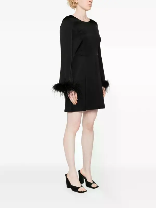 TWINSET Feather-trim Satin Mini Dress