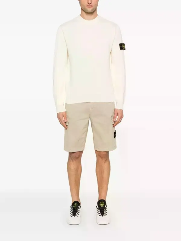 Stone Island Compass-badge Ribbed Knit Sweater - Neutrals