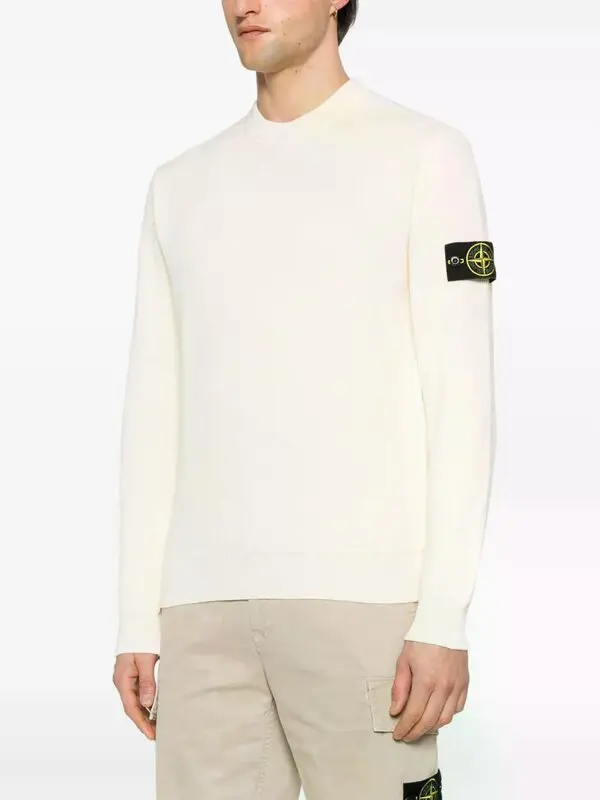 Stone Island Compass-badge Ribbed Knit Sweater - Neutrals