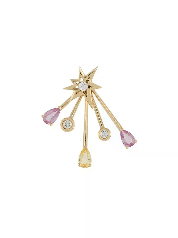 LE STER 18kt Yellow Diamond And Sapphire Single Stud Earring - Gold