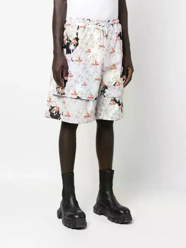GARBAGE TV Graphic Print Track Shorts