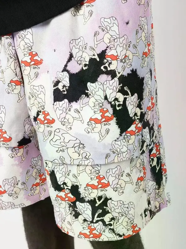 GARBAGE TV Graphic Print Track Shorts