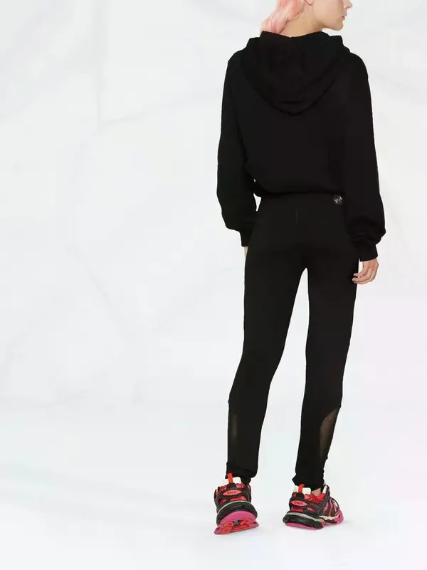 Philipp Plein Sheer-panel Ribbed Stretch Leggings