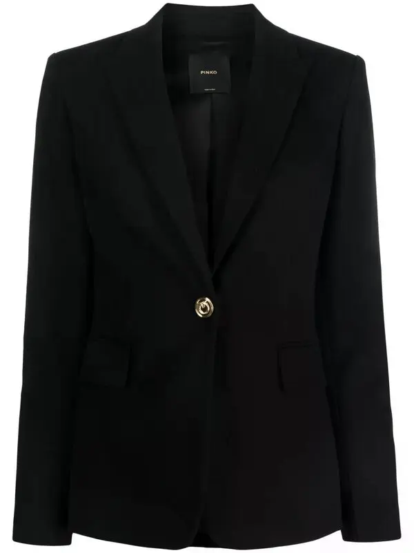 Pinko Single-breasted Button Blazer - Black