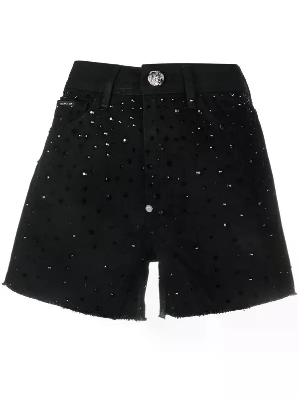 Philipp Plein Crystal-embellished Denim Shorts