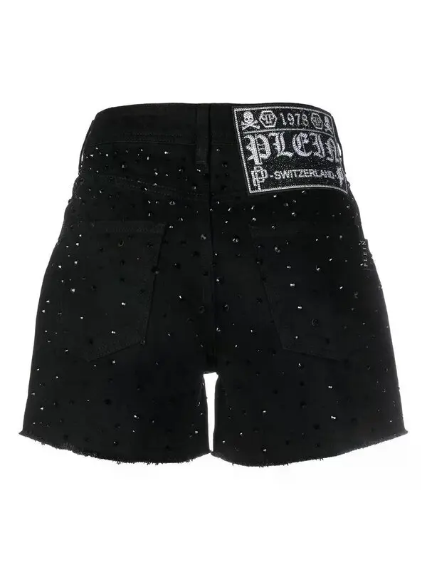 Philipp Plein Crystal-embellished Denim Shorts