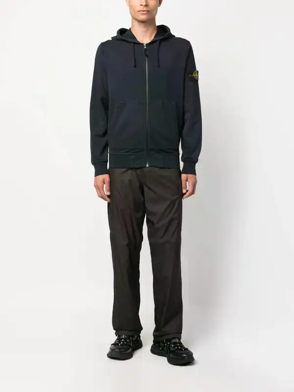 Stone Island Logo-patch Drawstring Hoodie - Blue