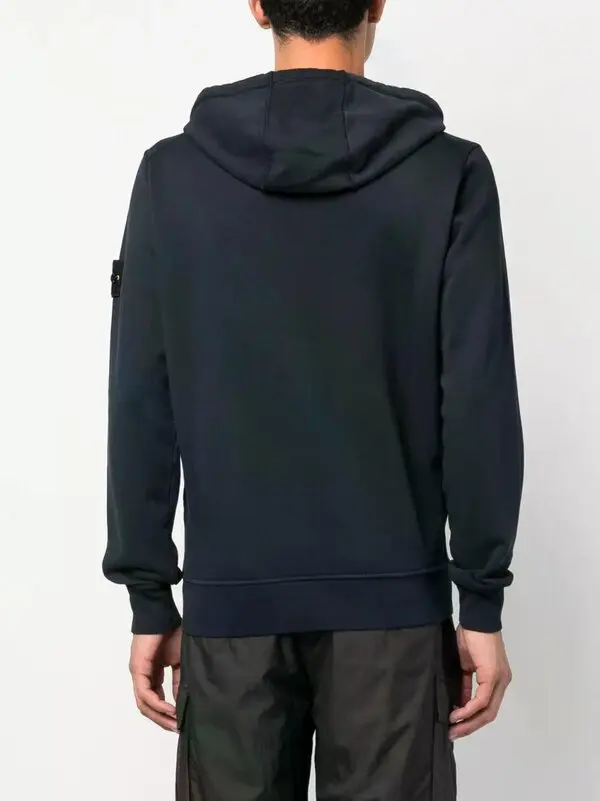 Stone Island Logo-patch Drawstring Hoodie - Blue