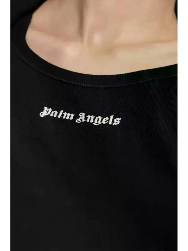 Palm Angels Logo-embroidered Ribbed Tank Top - Black