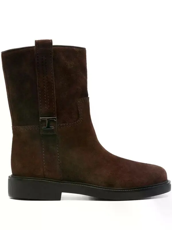TOD'S T Timeless Plaque Boots - Brown