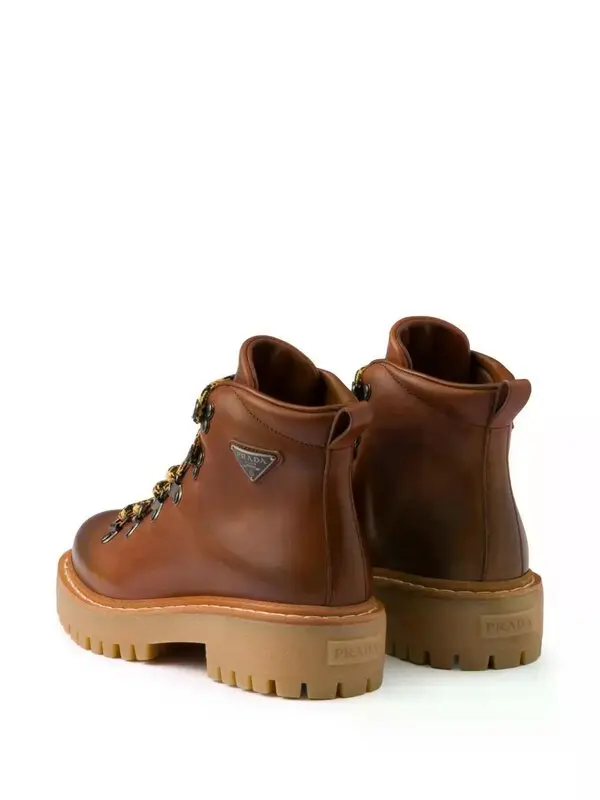 Prada Laced Leather Ankle Boots