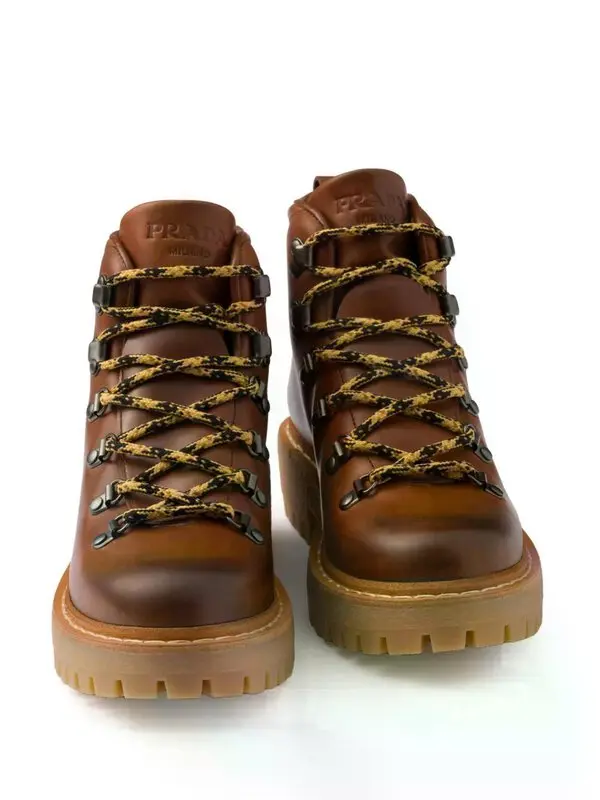 Prada Laced Leather Ankle Boots