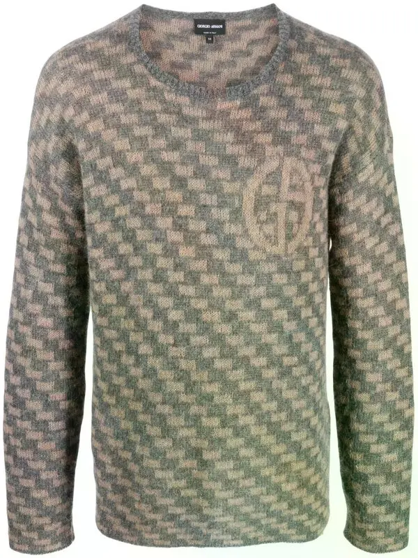 Giorgio Armani Geometric-pattern Intarsia-knit Jumper