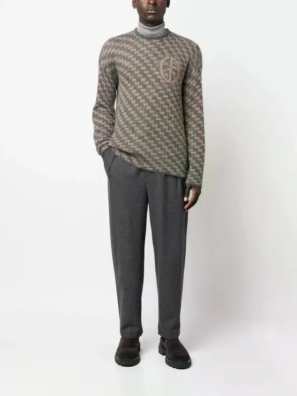 Giorgio Armani Geometric-pattern Intarsia-knit Jumper