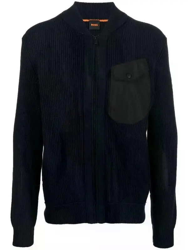 BOSS Zipped-up Knit Cardigan