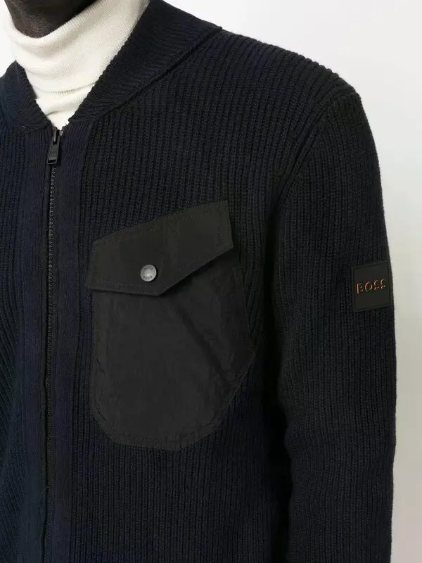 BOSS Zipped-up Knit Cardigan