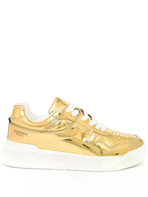 Valentino Garavani One Stud Mirror-finish Sneakers - Gold