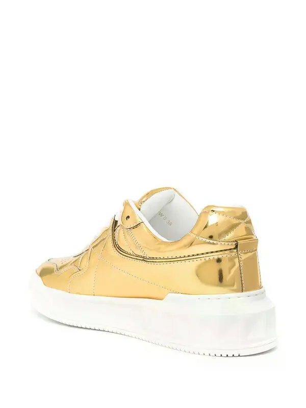 Valentino Garavani One Stud Mirror-finish Sneakers - Gold