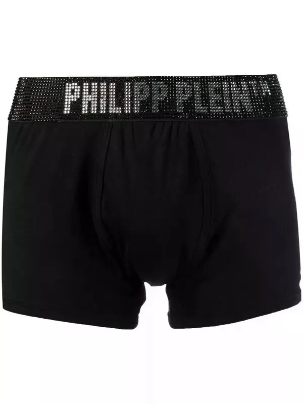 Philipp Plein Stones Rhinestone-logo Boxers - Black