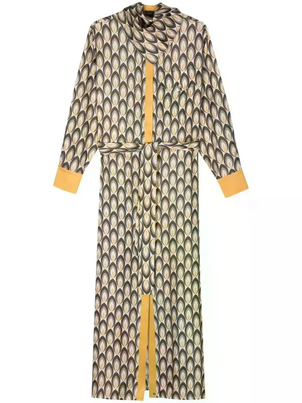 Lorena Antoniazzi Geometric-pattern Maxi Silk Dress - Neutrals