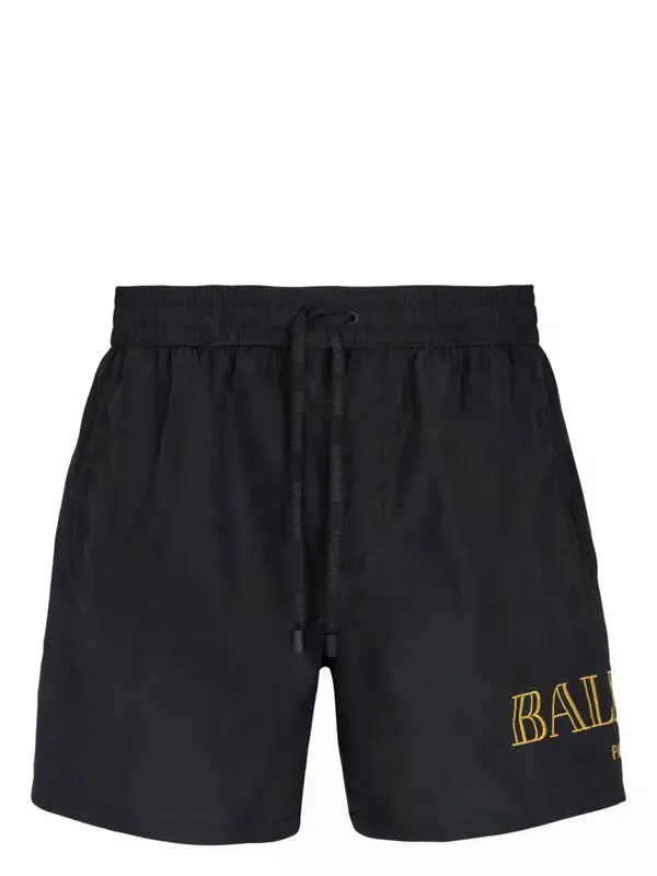 Balmain Logo-embroidered Swim Shorts - Blue