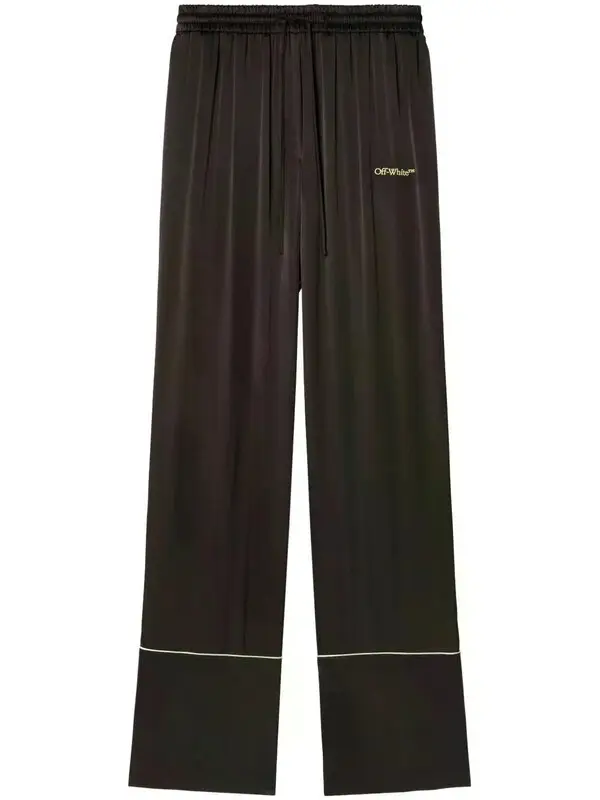 Off-White Satin Pyjama Pants - Black