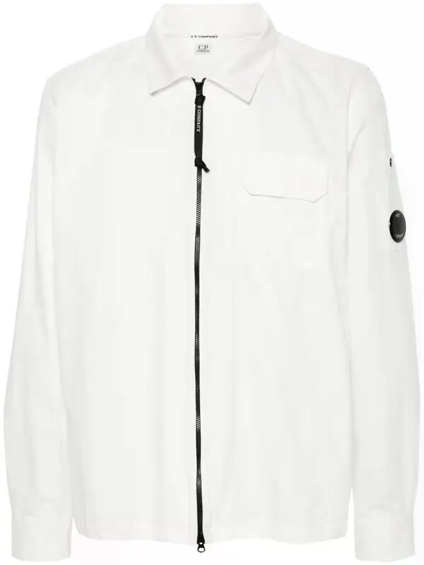 C.P. COMPANY Zip-up Gabardine Overshirt - White