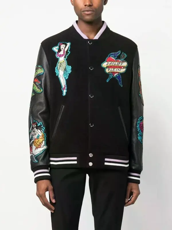 Philipp Plein Embellished College Bomber Jacket